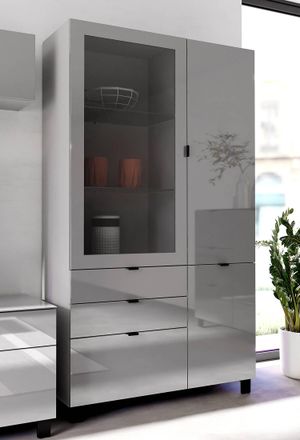 Loftscape home24 Vitrinenschrank 110 x 191 x 41cm Grau/Grau