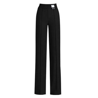 Generic Comfigrace Pantalon de travail droit taille haute confortable pour femme, Noir, L