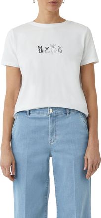 Comma Jersey-T-Shirt aus Baumwollmix mit Print