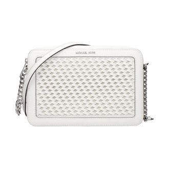 Michael Kors Femme, Sacs, Blanc, Taille: ONE Size Sac bandouli&egrave;re en cuir avec bandouli&egrave;re r&eacute;glable