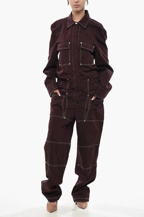 Stella McCartney Lightweight Cotton Jumpsuit WORKWEAR ALL IN ONE with Long Sleeves and Topstitching Stella McCartney