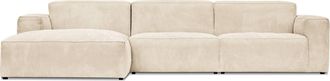 Studio Copenhagen home24 Ecksofa mit opt. Schlaffunktion Beige/Creme Cordstoff Lola 345 x 75 x 170cm Longchair davorstehend links ohne Schlaffunktion Modern