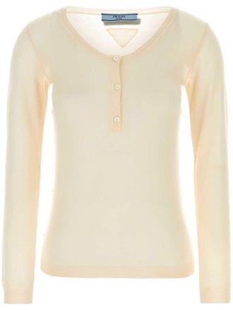 Prada pull à logo triangle - Tons neutres