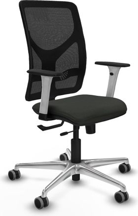 Piqueras y Crespo Schwarzer Schreibtischstuhl mit wei&szlig;en und schwarzen Armlehnen, h&ouml;henverstellbare Lendenwirbelst&uuml;tze, ausgestattet mit Syncro/Traslack und Schneidesch