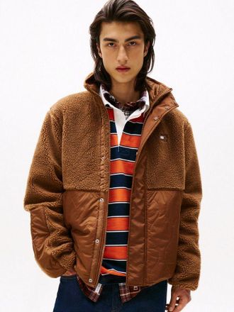 Tommy Jeans Steppjacke TJM ESSENTL MIX TEDDY &Uuml;bergangsjacke relaxed fit, mit Teddy Fleece, Stehkragen