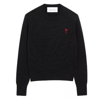 Ami Femme, Pulls, Noir, Taille: 44 FR Pull Col Rond De Coeur