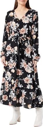Only Onlnova Life L/S Amy Robe Longue Ptm, Noir/AOP : ay New Rosie Blossom, S Femme
