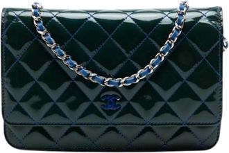 Chanel Portefeuille sur cha&icirc;ne Pre-owned - Femme - Pre-owned - Bleu - Taille: ONE Size