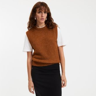 La Redoute Collections Pull Sans Manches Col Rond En Alpaga M&eacute;lang&eacute;