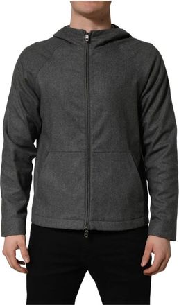 Dolce & Gabbana Homme, Sweatshirts et sweats &agrave; capuche, Gris, Taille: M Hooded Full Zip Bomber Jacket