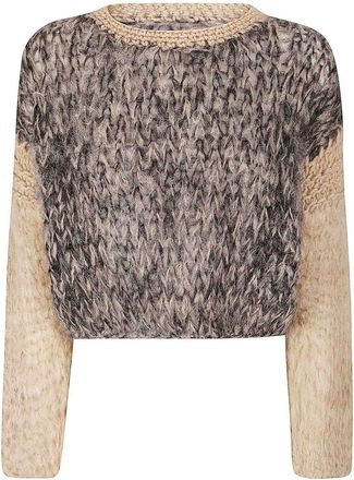 of Handmade Pull Col Rond - Marron