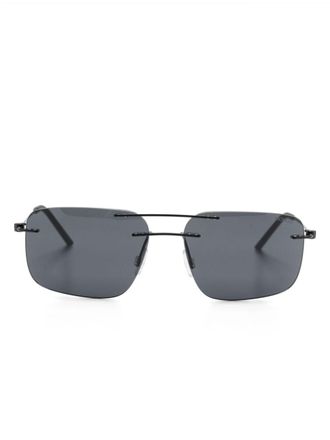 Moncler Sonnenbrille mit eckigem Gestell - Schwarz