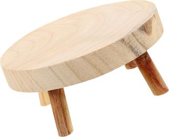 BESPORTBLE Multifunktionaler Holzhocker 20X9cm Rustikaler Dreibein Hocker aus Robustem Holz Kleiner Pflanzen und Kuchenständer für Indoor und Outdoor Dekoration