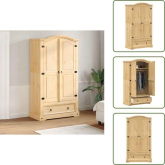 vidaXL Kleiderschrank Corona 102x52x186 cm Massivholz Kiefer - Holzschranks - Kleiderschrank - Massivholzkleiderschrank - Kiefernschrank - Korpus Aus
