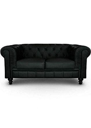 Menzzo Grand Canap&eacute; Chesterfield 2-Sitzer Sofa Schwarz