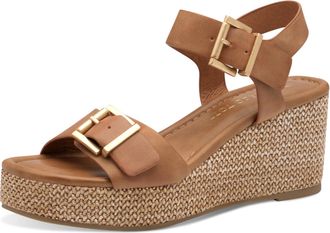 Marco Tozzi Damen Sandalen mit Keilabsatz Offene Zehenpartie Modern, Braun (Cognac), 38 EU