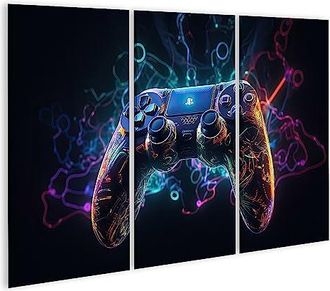 Islandburner Tableau sur Toile Ki de Manette de Jeu Lumineux au n&eacute;on g&eacute;n&eacute;r&eacute; Cadre Affiche Poster Murale Tableaux