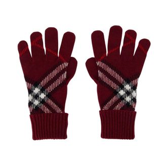 Burberry Handschuhe aus Kaschmir-Mix mit Check-Muster - - Accessories - Damen - Rot - S/M
