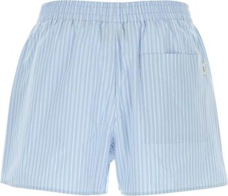 Ami Mens Embroidered Poplin Shorts Bleucachemireblanc Exterior: Cotton