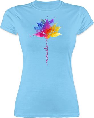 Shirtracer Shirt Damen - Namaste Lotusbl&uuml;te I Meditation I Yoga I Mandala Spirit - XL - Hellblau - Geschenke Wellness f&uuml;r Frauen Yoga-Shirts Joga Lotus Tshirt t 