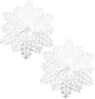 Cabilock 2 St&uuml;ck Weihnachts Tischsets mit Schneeflockenmotiv PVC Tischmatten 38cm Abwischbar Platzsparende Esstischmatten f&uuml;r K&uuml;che und Festtagsdeko