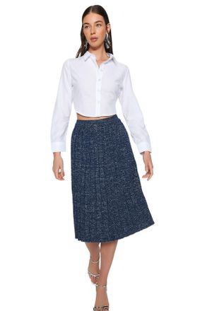 Trendyol Trendyol Womens Damen Gerade Midi Körperkegel Regulär Rock Skirt, Navy, M