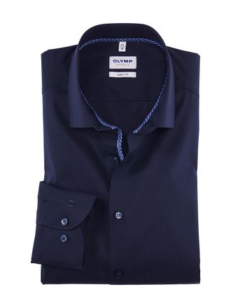 Olymp Herren Businesshemd Langarm Level Five,Einfarbig,Body fit,Modern Kent,Kobalt 08,43