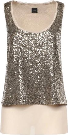 Pinko Pinko, Femme, Tops, Beige, Taille: 36 FR Bollicine Canotta Full