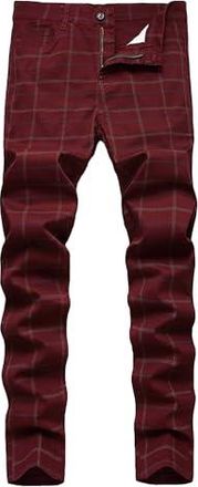 Generic Pantalon chino moulant pour homme - Coupe ajust&eacute;e - Coupe ajust&eacute;e - Pantalon chino extensible et confortable, rouge 1, 44