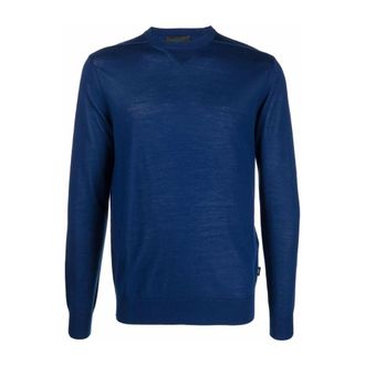 Emporio Armani Blauer Wollmischung Pullover - - Sweatshirts & Hoodies - Herren - Blau - XL