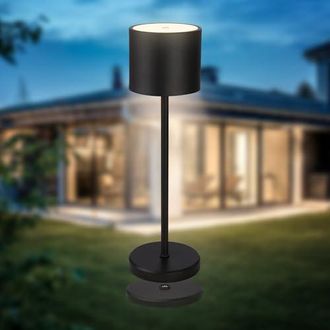 B.K.Licht LED Tischlampe kabellos IP44 mit Ladestation, dimmbar in Stufen, Akku & Lichtquelle tauschbar, Nachttischlampe, Dekolampe, LED Lampe, Akku Tischleucht