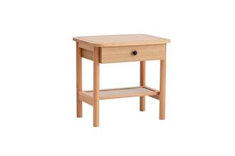 Hanah Home Elegant Nightstand with Wooden Legs, 55 x 55 x 45 cm | 100% MDF, Natural & Wooden Finish | Perfect for Modern Bedrooms & Living Spaces