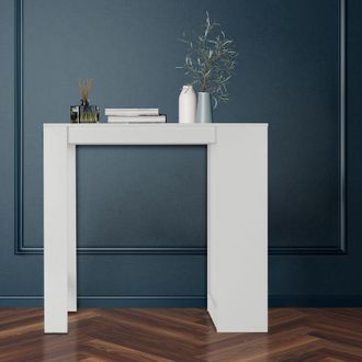ML Design Ml-Design - Table de bar moderne avec 3 &eacute;tag&egrave;res - Dimensions 110 x 50 x 103 cm - Panneau de particules m&eacute;lamin&eacute; blanc - Rangement int&eacute;gr&eacute; pour