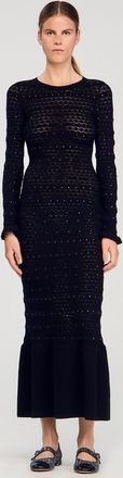 Sandro Robe longue en maille strassée
