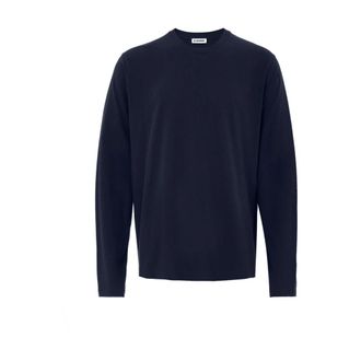 Jil Sander Blau Langarm Logo Besticktes T-Shirt - - Tops - Herren - Blau - 2XL