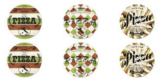 Excelsa Little Italy Lot de 6 assiettes à pizza, diamètre 31 cm, porcelaine, multi-décors