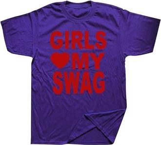 Keephen Girls Love My Swag Things T-Shirt Dr&ocirc;le Lettre Impression 3D Manches Courtes Col Rond Casual Tee Shirts Tops pour Femmes Hommes