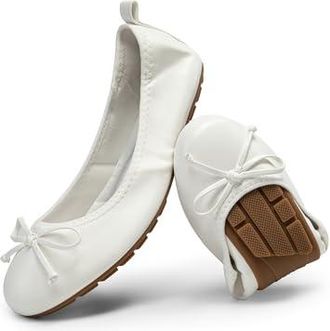 Dream Pairs Ballerines Femme, Chaussures Femme Légères et Confortables, Pliables Chaussures a Enfiler Femme,Size 38.5,Blanc,SDFA2409W