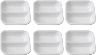 DOITOOL 6 Stück Dip- Sauce- Schüssel aus Keramik Geteilte Gewürzsaucen- Dip- Platte 2- Fach- Vorspeisenteller Kleine Servierplatte für Die Hotel- Restaurant- 