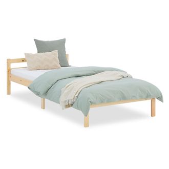 Homestyle4u Holzbett 90x200 mit Lattenrost Massiv Kiefer Bett Holz Natur Bettgestell Einzelbett G&auml;stebett Massivholzbett Schlafzimmer | Artikel 888