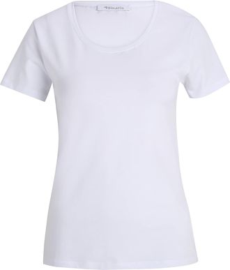 Tamaris Damen Slim T-Shirt mit tiefem Nackenausschnitt ALBA Weiß M