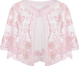 Generic Ch&acirc;les &agrave; perles pour robes de soir&eacute;e, cape de soir&eacute;e &agrave; paillettes, ch&acirc;le de mari&eacute;e, ch&acirc;le &agrave; paillettes pour femme f&ecirc;te formelle, rose, Taille unique