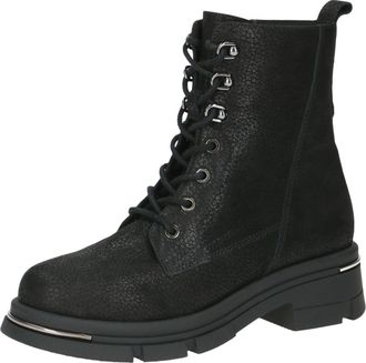 Caprice Damen Stiefeletten zum Schnüren aus Leder mit Reißverschluss, Schwarz (Black Nubuc), 38 EU