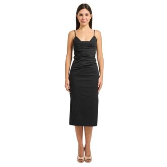 Patrizia Pepe Femme, Robes, Noir, Taille: 44 FR Midi Bustier Poplin Dress