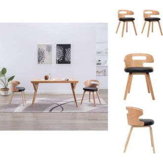 vidaXL Vidaxl - Esszimmerst&uuml;hle 2 Stk. Schwarz Bugholz und Kunstleder - Esszimmerst&uuml;hle - K&uuml;chenst&uuml;hle - St&uuml;hle Schwarz - Schwarze St&uuml;hle - Bugholzm&ouml;bel