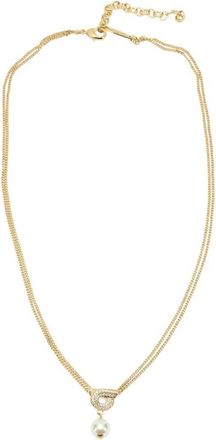 Ferragamo Halskette - Double-Strand Gancini Necklace With Pearl Drop - Gr. unisize - in Mehrfarbig - f&uuml;r Damen