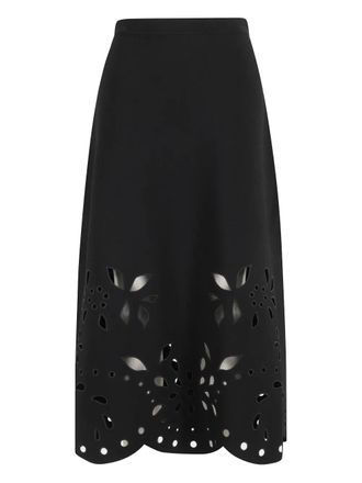 Ulla Johnson jupe mi-longue Grace à fleurs - Noir