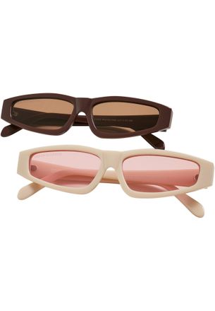 Urban Classics Sunglasses Lefkada 2-Pack, brown/brown+offwhite/pink, one size