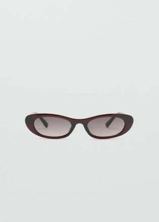 Mango Lunettes de soleil ovale en ac&eacute;tate marron - Femme - Taille unique - MANGO
