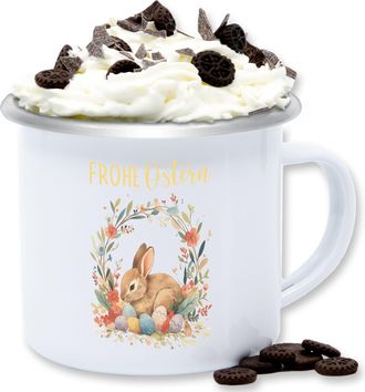 Shirtracer Emaille Tasse Blechtasse - Ostergeschenke - Ostergeschenk Frohe Ostern niedlicher Osterhase Osterüberraschung I Mitbringsel Ostern Mini Geschenke - 30